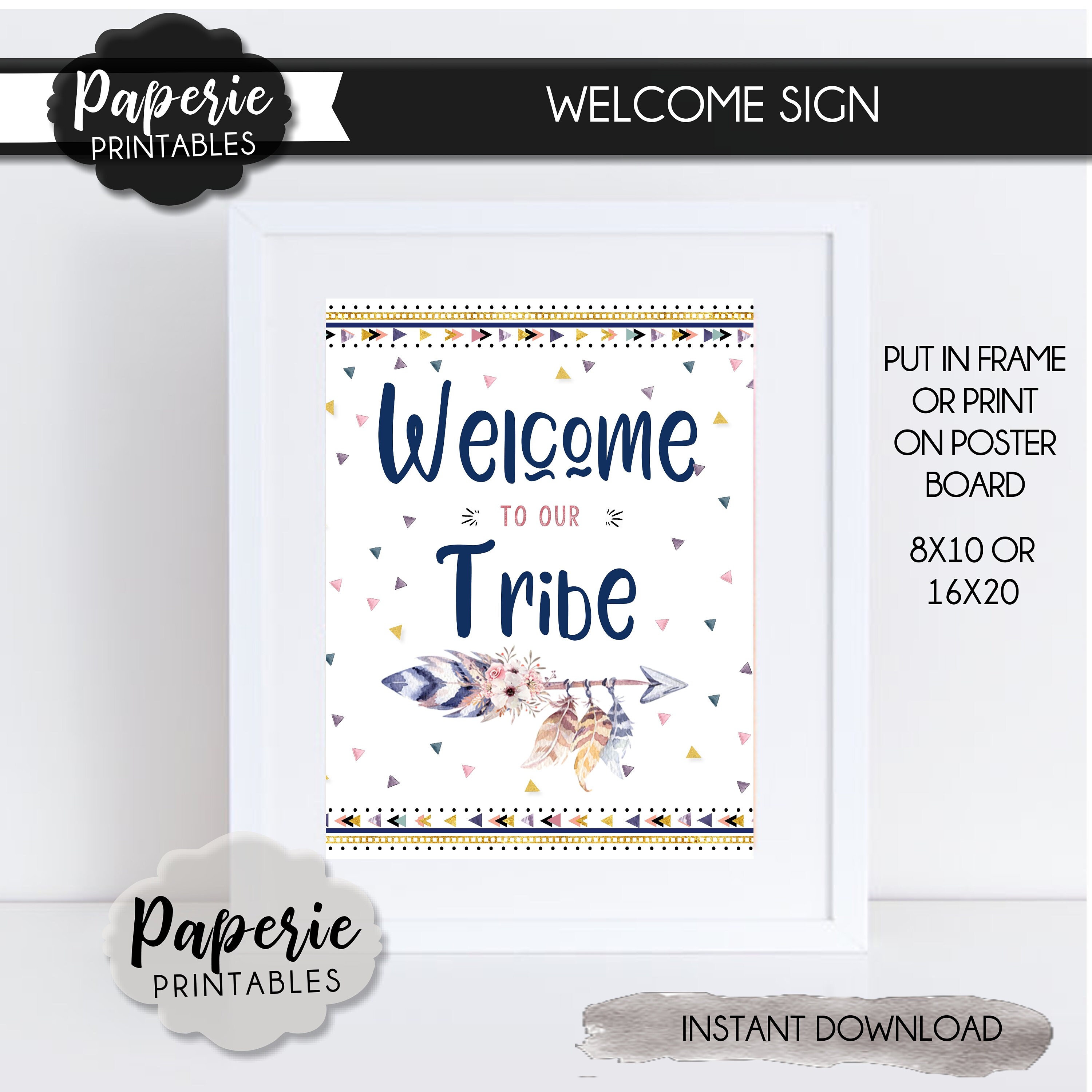 Boho Welcome Party Sign: Tribal Adventure Theme (instant Download) - Etsy