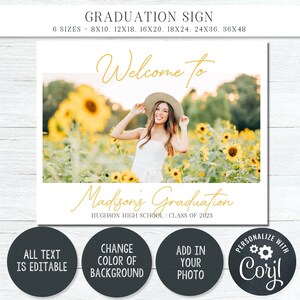 EDITABLE Graduation Welcome Sign, Graduation Photo Sign, Welcome Sign ...