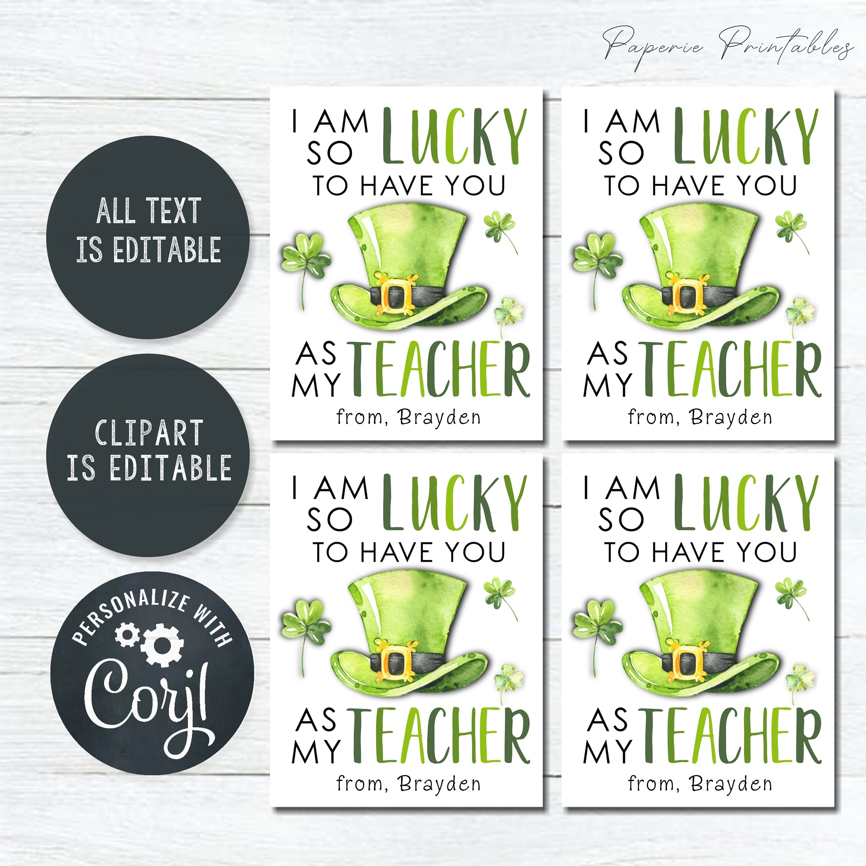 Editable St. Patrick's Day Teacher Gift Tag, Happy St. Patrick's Day ...
