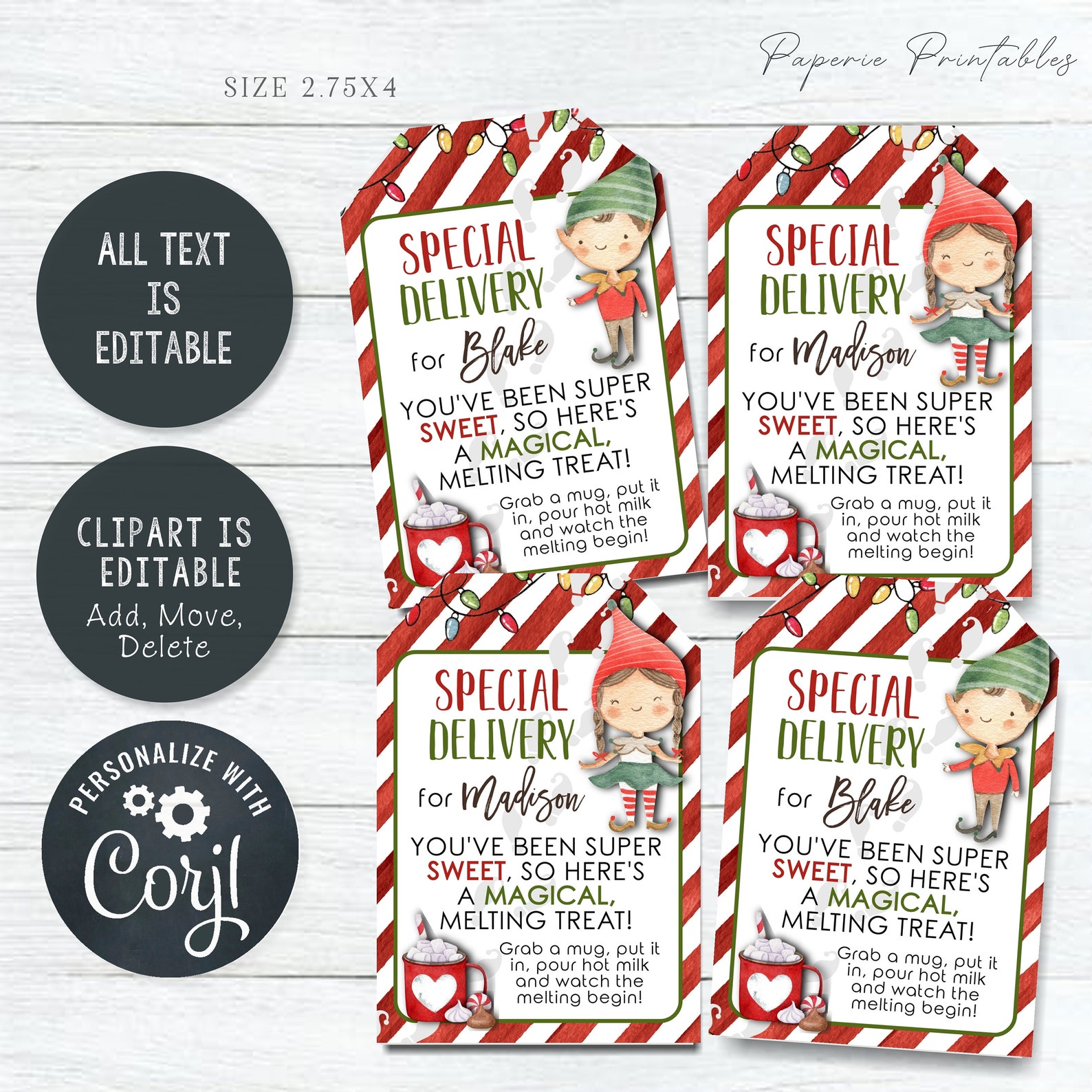 EDITABLE Elf Special Delivery Hot Chocolate Bomb Tag - Etsy