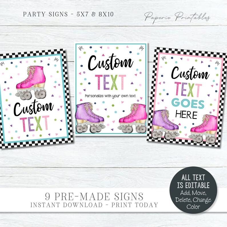 Editable Roller Skating Party Signs Skating Party Signs - Etsy