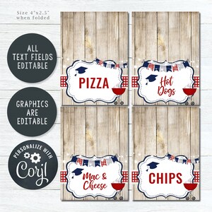 EDITABLE Graduation Food Tents, Graduation Decoration Food Tents ...