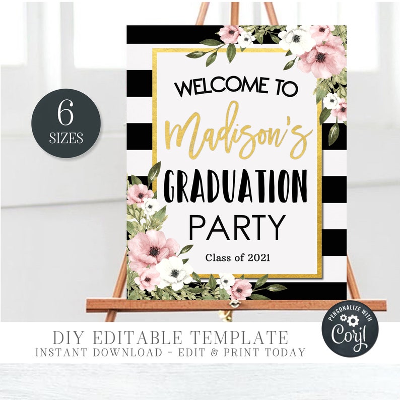 EDITABLE Graduation Party Welcome Sign Graduation Party - Etsy
