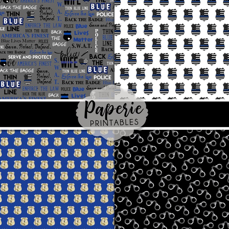 Police Digital Paper 12x12 Digital Scrapbooking Paper 40 - Etsy Australia