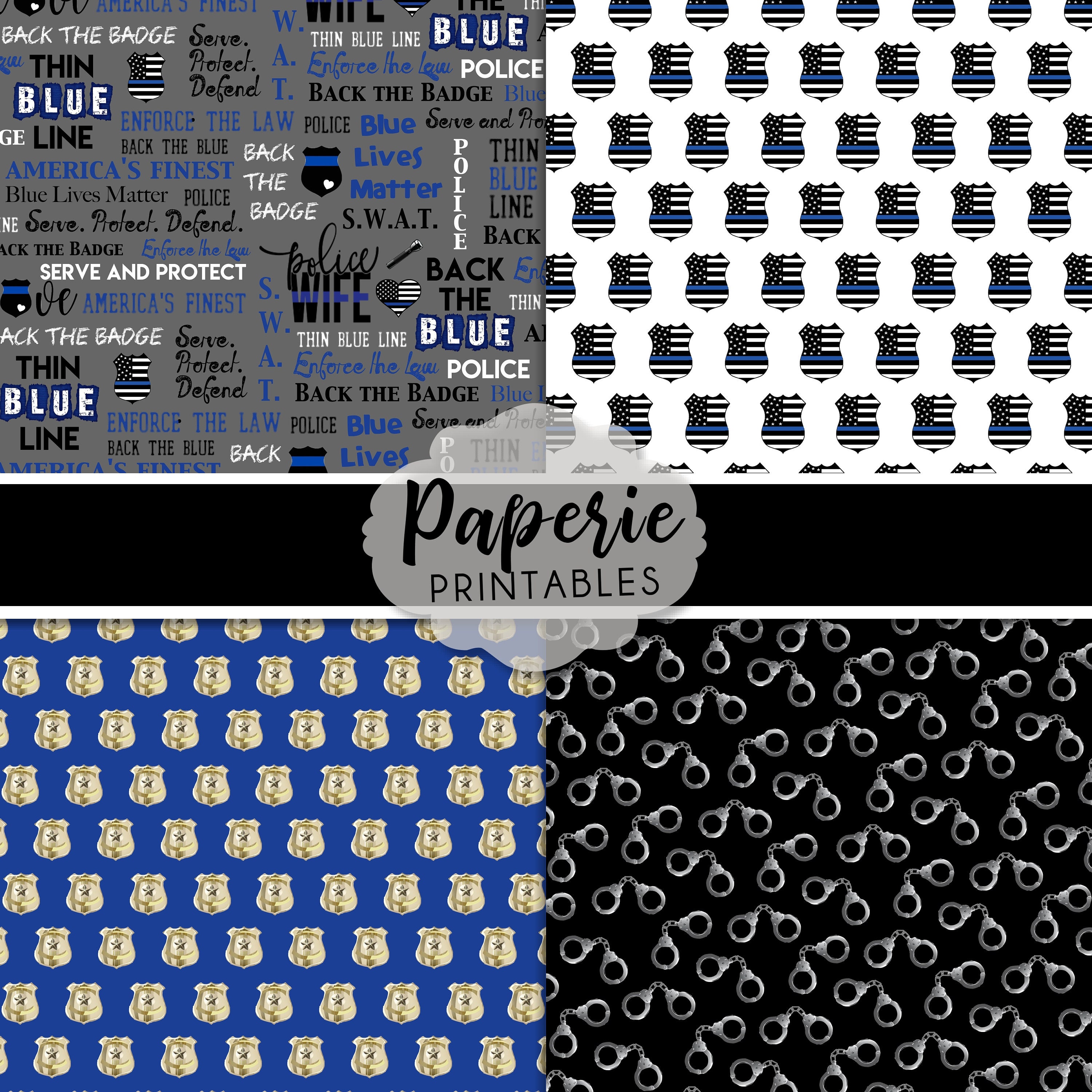 Police Digital Paper 8.5x11 Digital Scrapbooking Paper 40 | Etsy