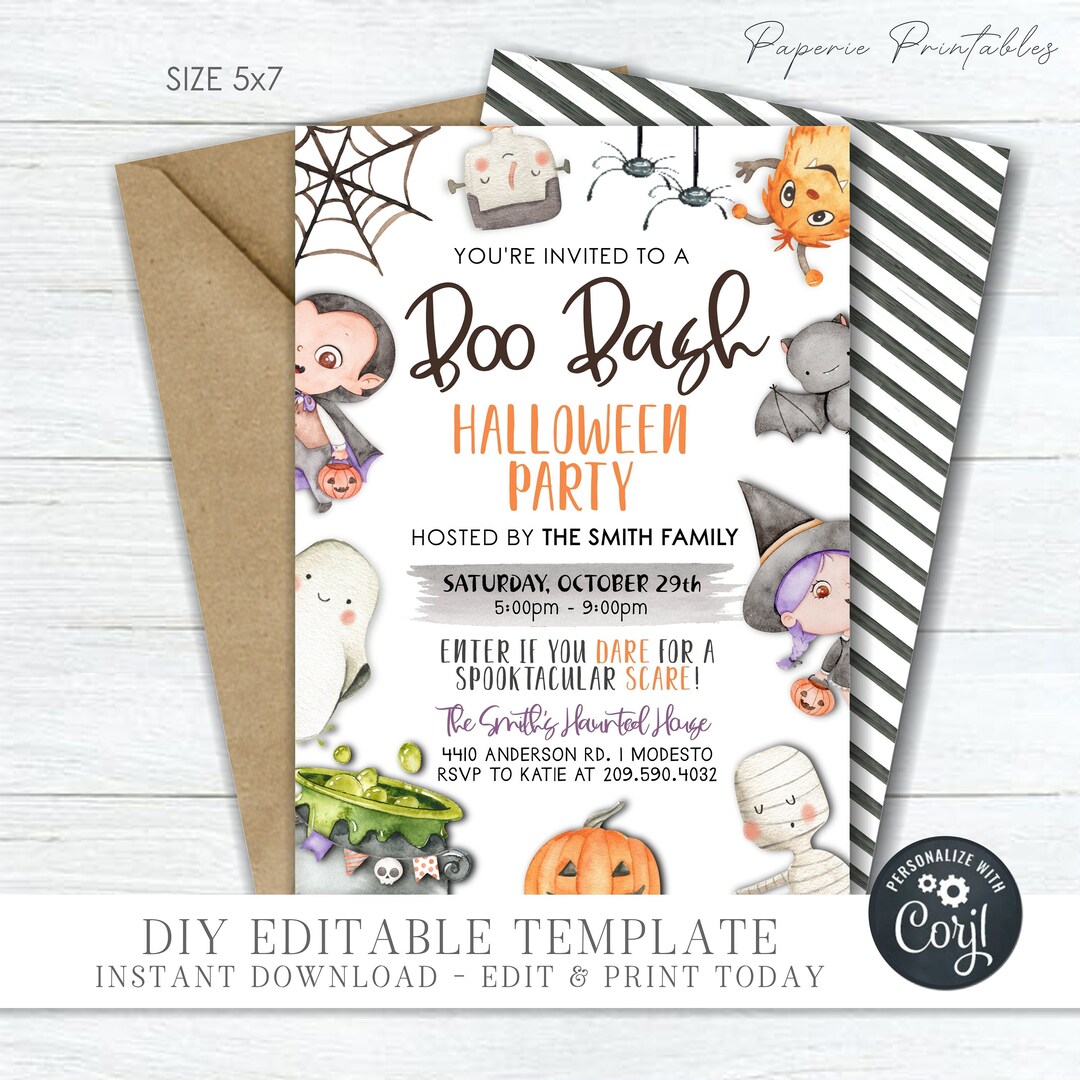 Editable Boo Bash Halloween Party Invitation (digital Download) #HP28 ...