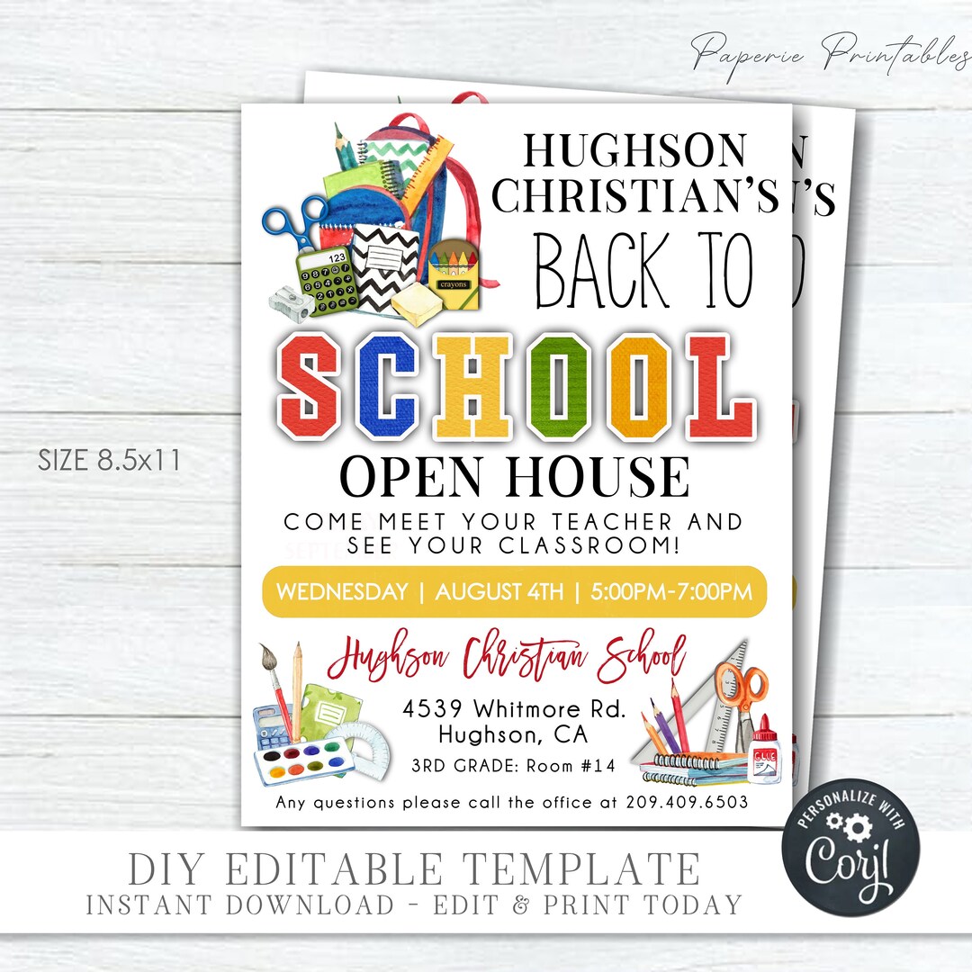 Editable Back to School Open House Flyer: Meet the Teacher (8.5x11 ...