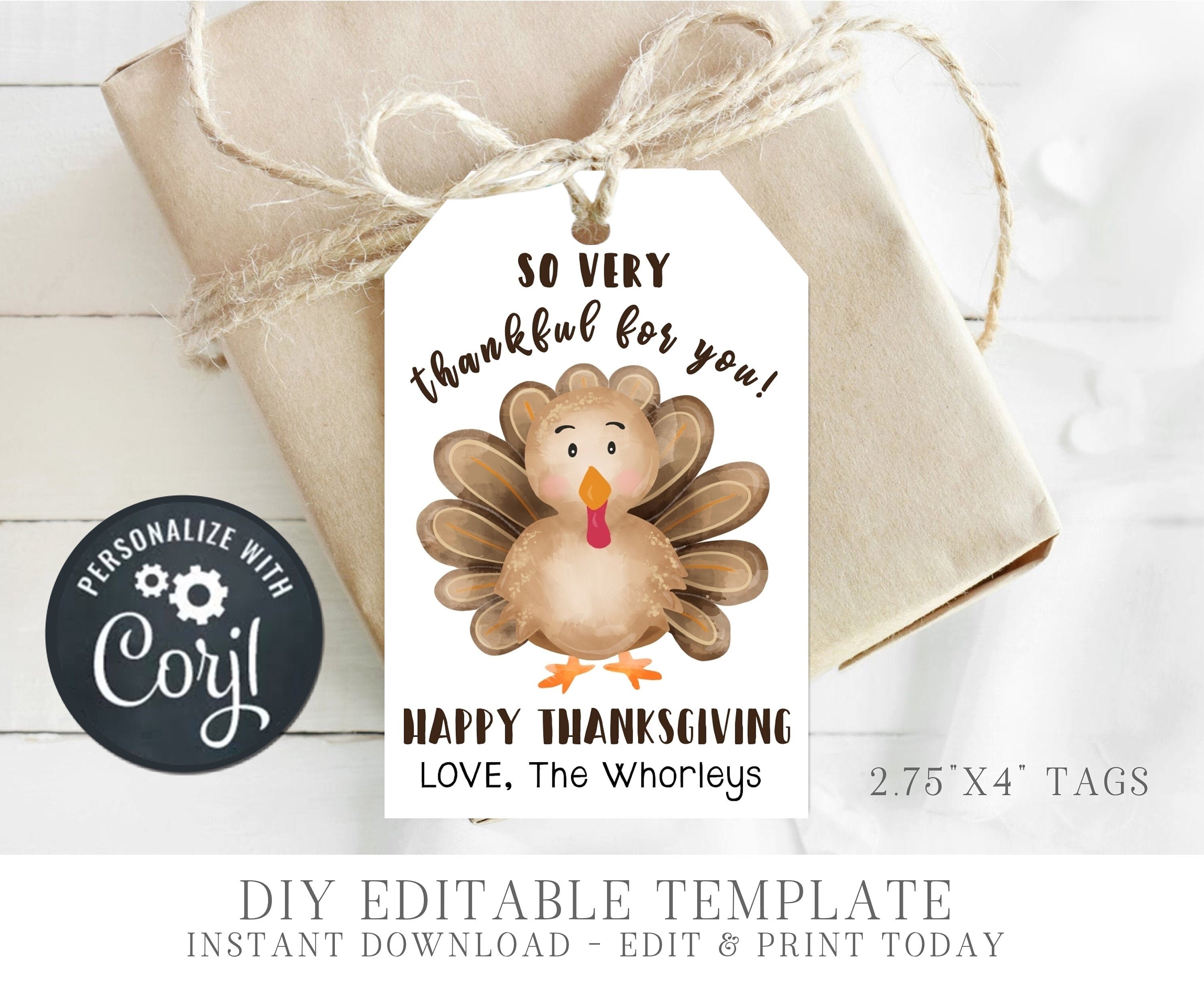 Editable Thanksgiving Gift Tags DIY Party Favor Tags - Etsy