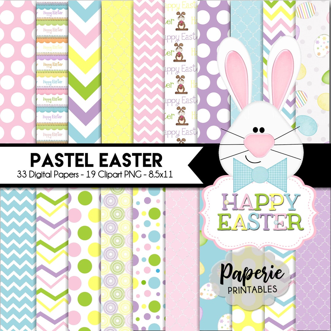 Easter Digital Paper Pack: Pastel Patterns, Scrapbooking (8.5x11 ...