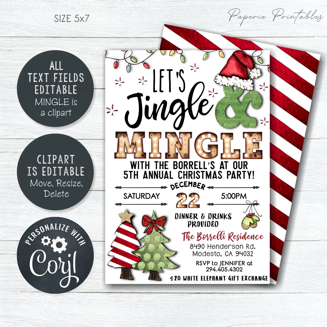 Editable Jingle & Mingle Christmas Party Invitation (digital Printable ...