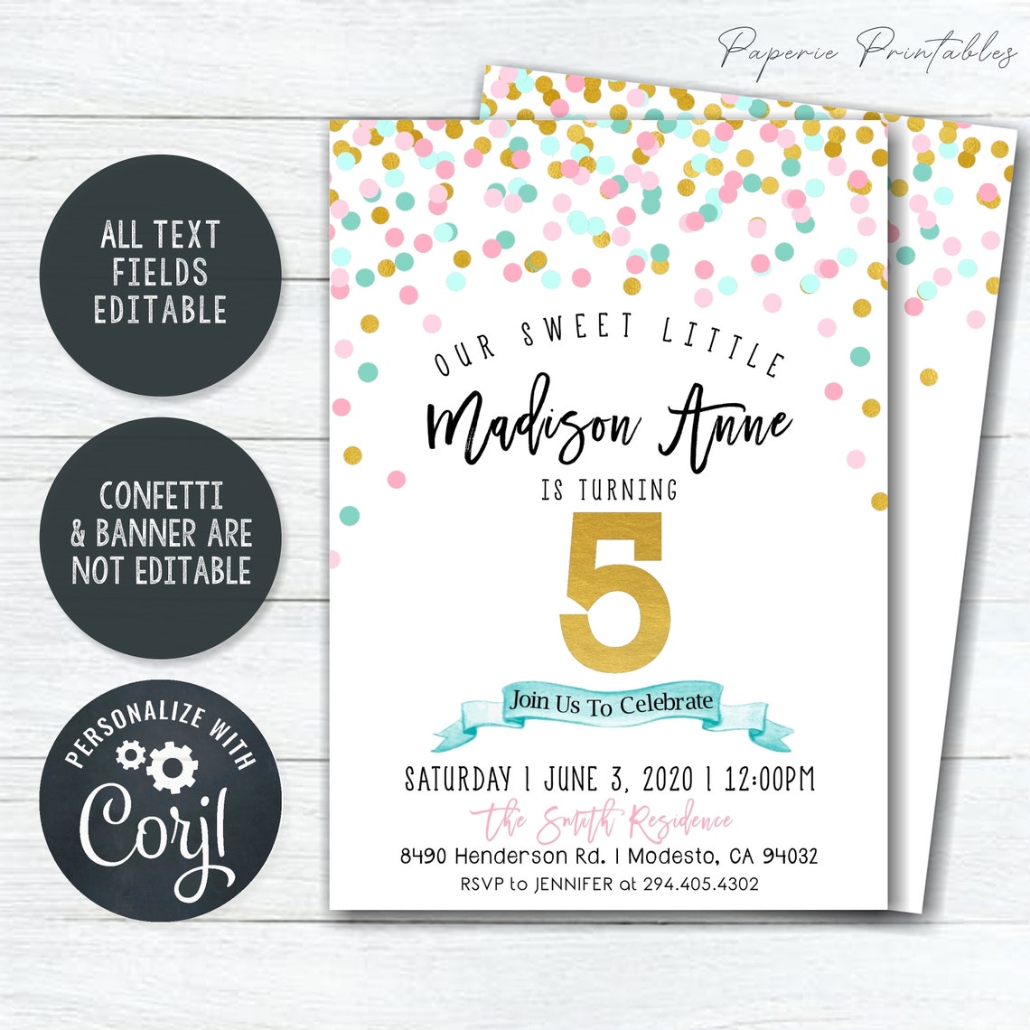 EDITABLE Confetti Birthday Bundle Confetti Birthday | Etsy