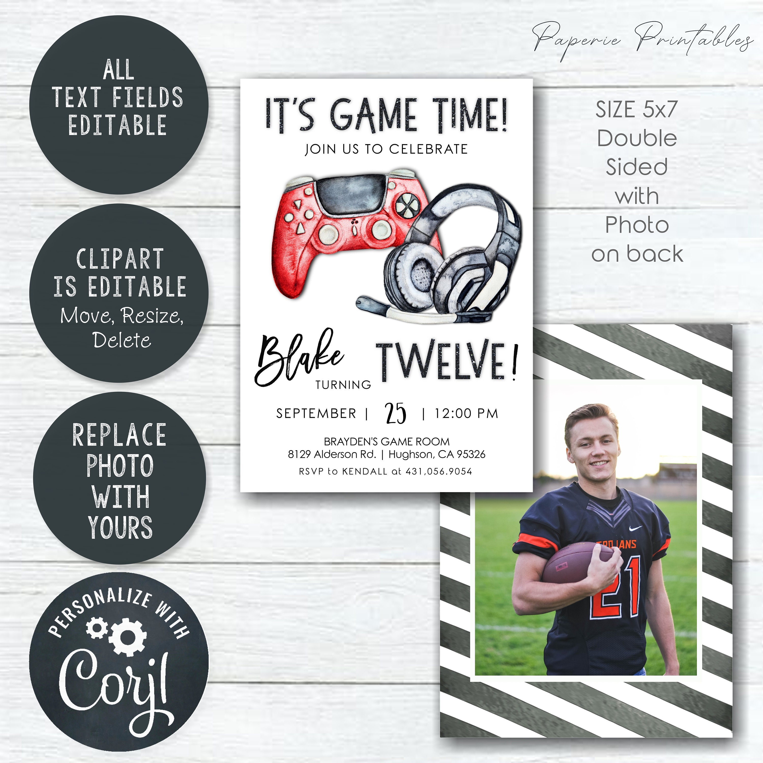 EDITABLE Boy Gaming Birthday Invitation Video Game Birthday - Etsy Hong ...