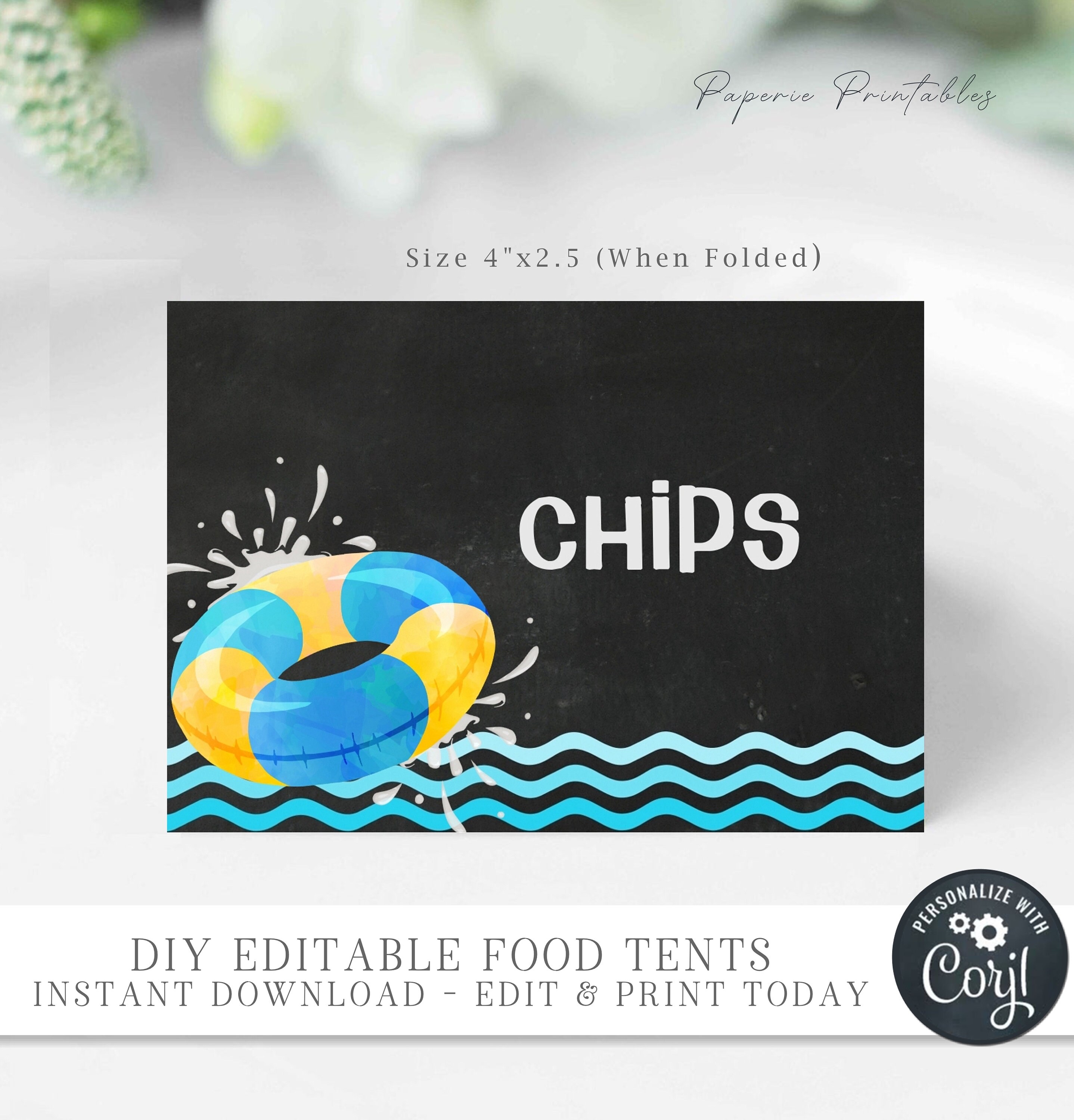 EDITABLE Pool Party Birthday Party Food Tent Labels DIY Food | Etsy