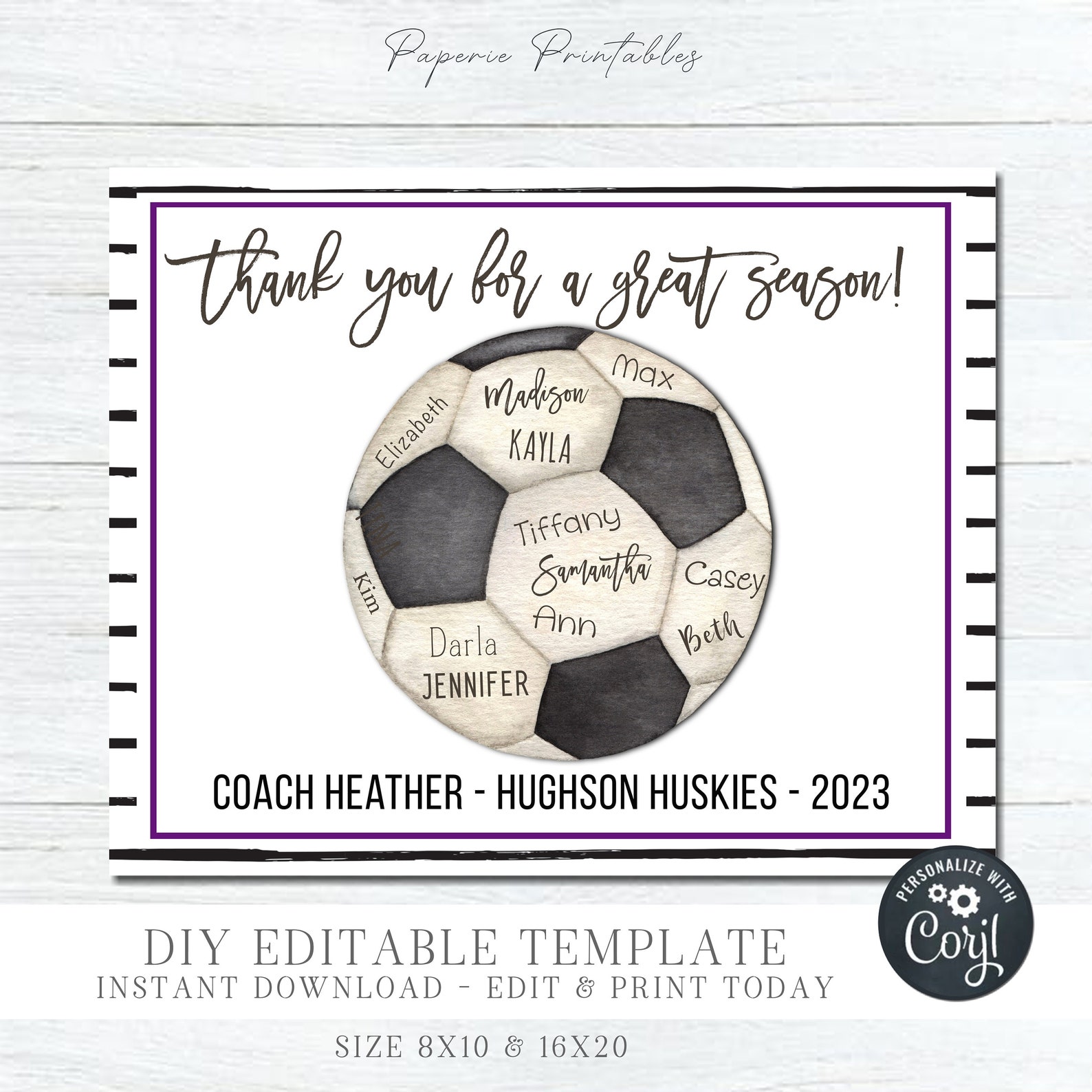 EDITABLE Soccer Coach Gift Printable, Coach Appreciation Gift, Team ...