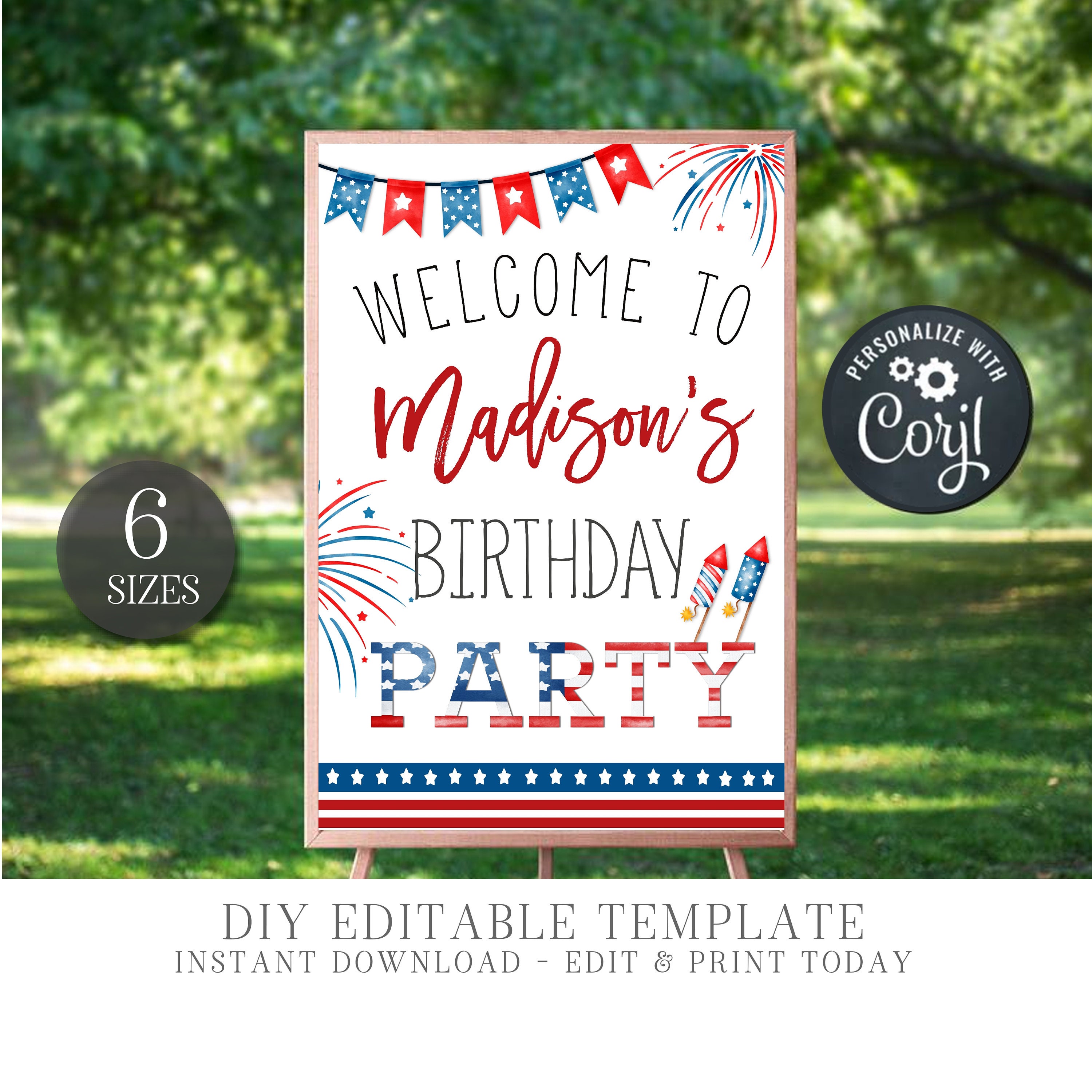 Editable 4th of July Birthday Party Welcome Sign 4th of July - Etsy