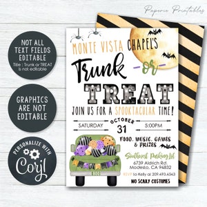 Editable Halloween Trunk or Treat Flyer Template (5x7 & 8.5x11) (DIY ...