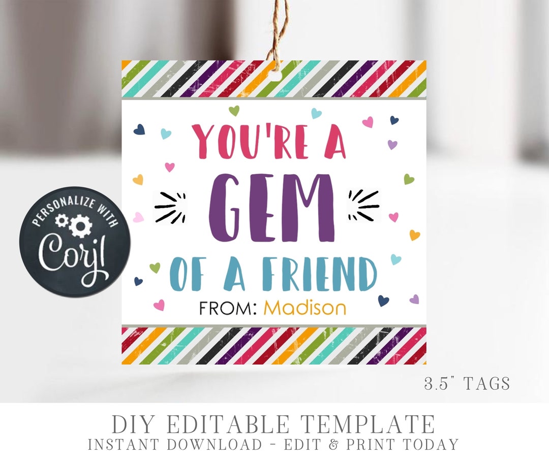 EDITABLE Ring Pop Valentine Tag - Kids Valentine Cards - You Are a Gem ...