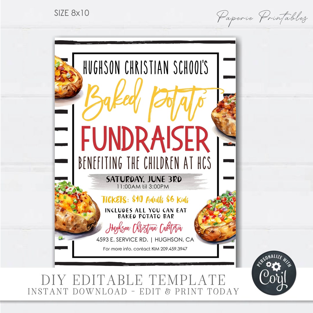 Editable Baked Potato Fundraiser Flyer Template (digital Download) # ...