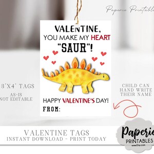 Dinosaur Valentine Tags, Kids Valentine Cards, School Valentines, T ...
