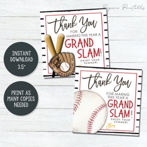 EDITABLE End of School Teacher Gift Tag, Baseball Teacher Appreciation ...
