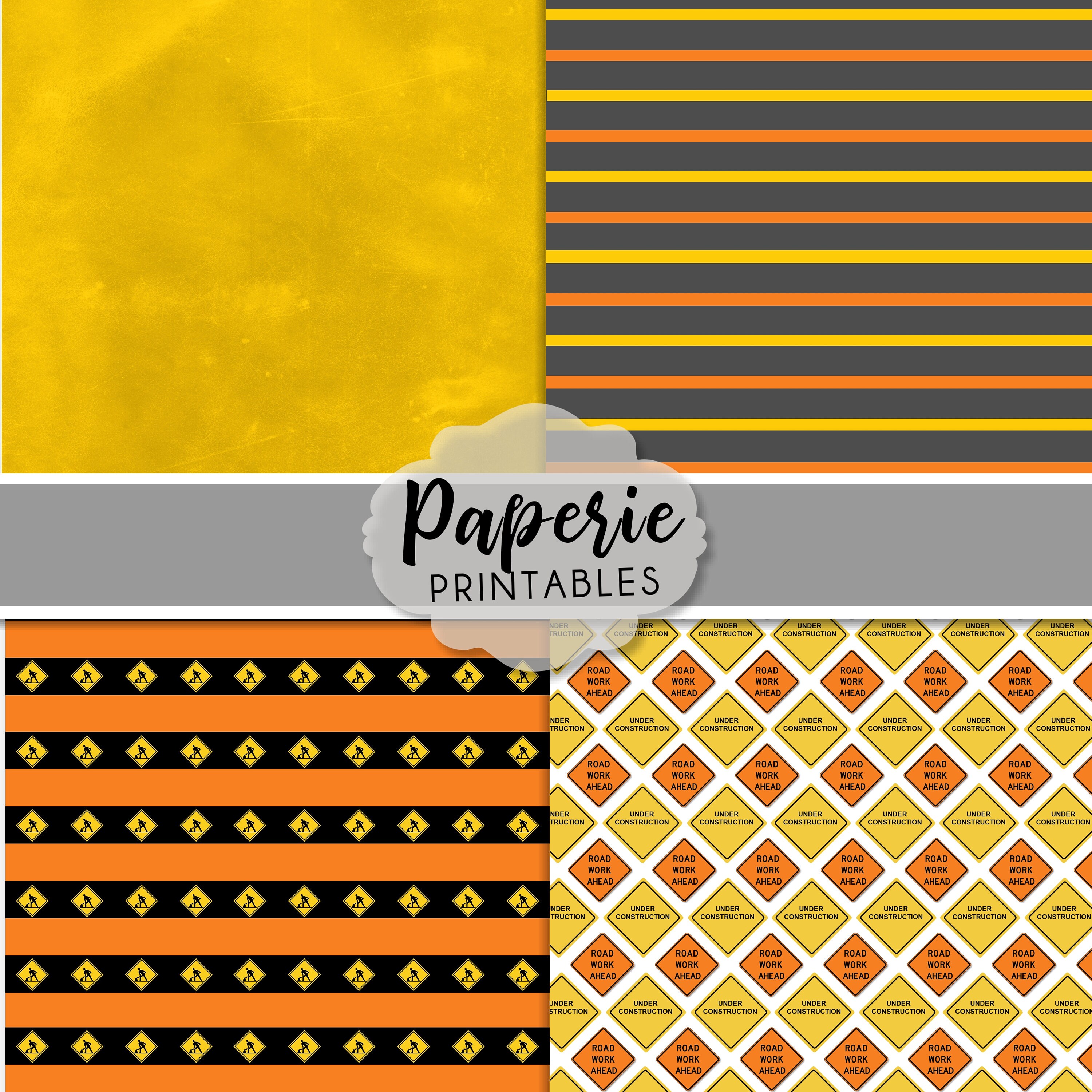 Construction Digital Paper 12x12 Digital Scrapbooking Paper | Etsy España