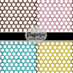 Polka Dot Glitter Digital Paper - 12x12 Digital Scrapbooking Paper - 20 ...
