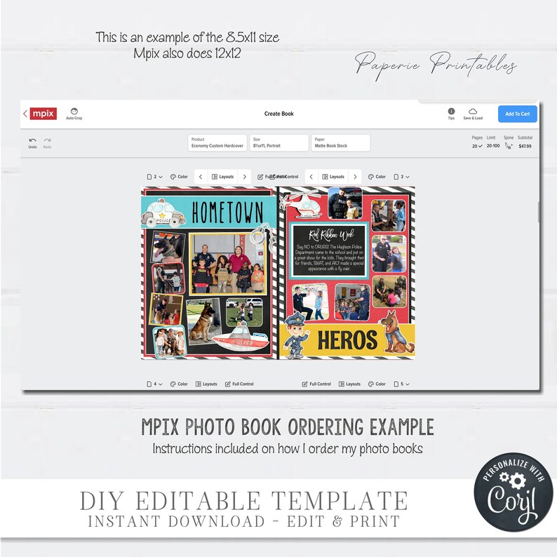 EDITABLE Police Scrapbooking Album Pages Scrapbooking Quick - Etsy