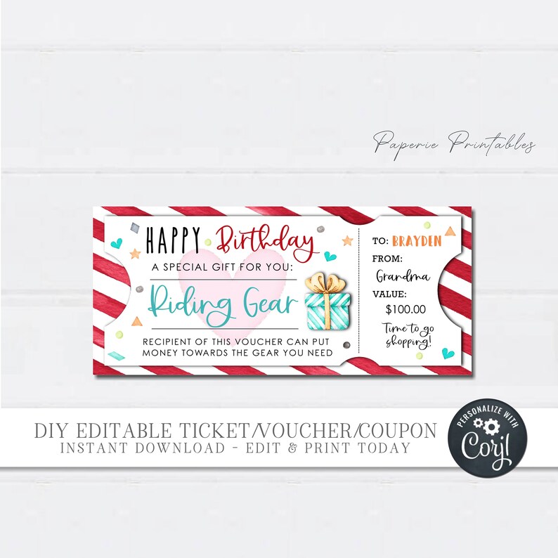 EDITABLE Birthday Gift Voucher Birthday Gift for Her - Etsy