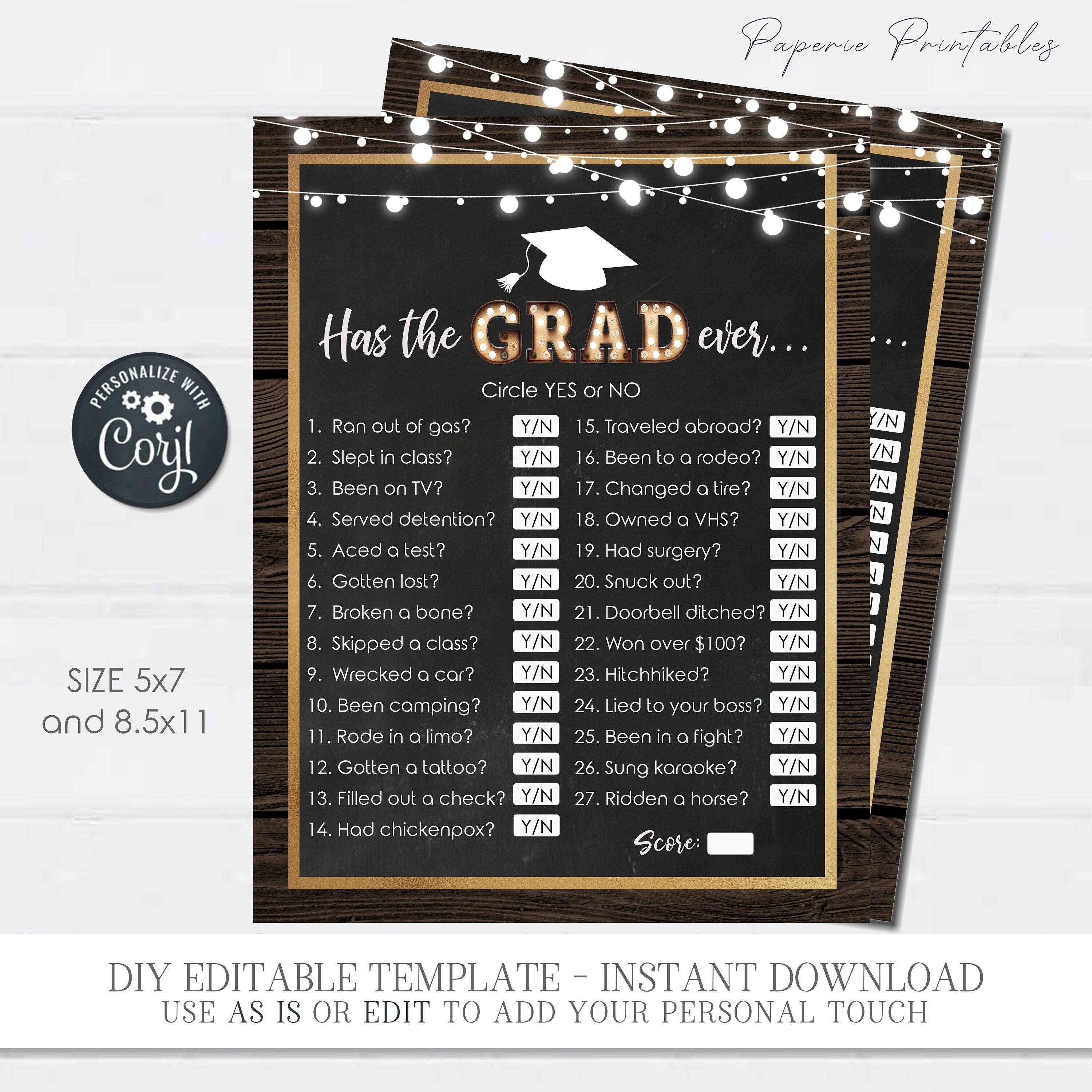 Editable Has the Grad Ever Graduation Party Game Graduation - Etsy