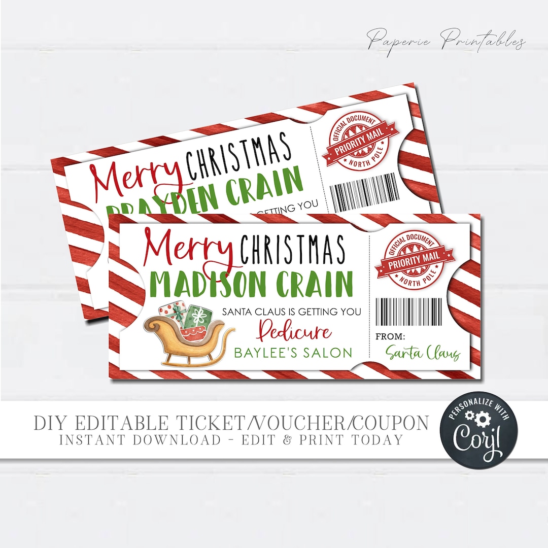 EDITABLE Santa Voucher Template, Christmas Gift Voucher, Christmas ...