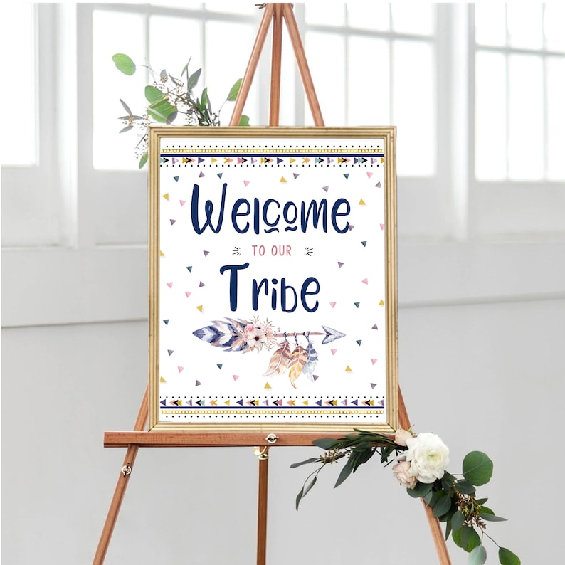 Boho Welcome Party Sign: Tribal Adventure Theme (instant Download) - Etsy