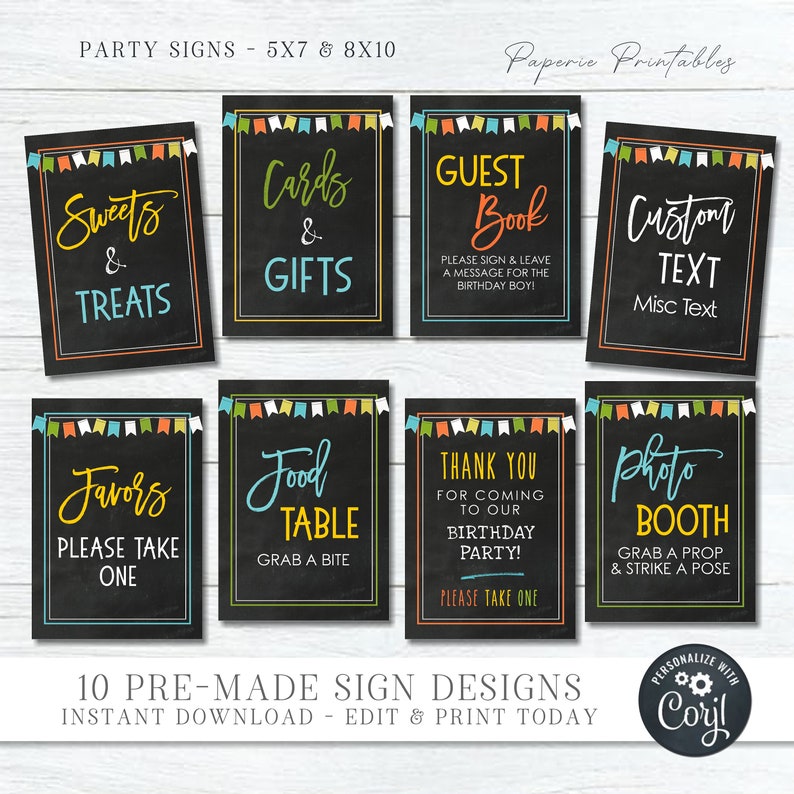 EDITABLE Boy Birthday Party Signs Boy Birthday Party - Etsy