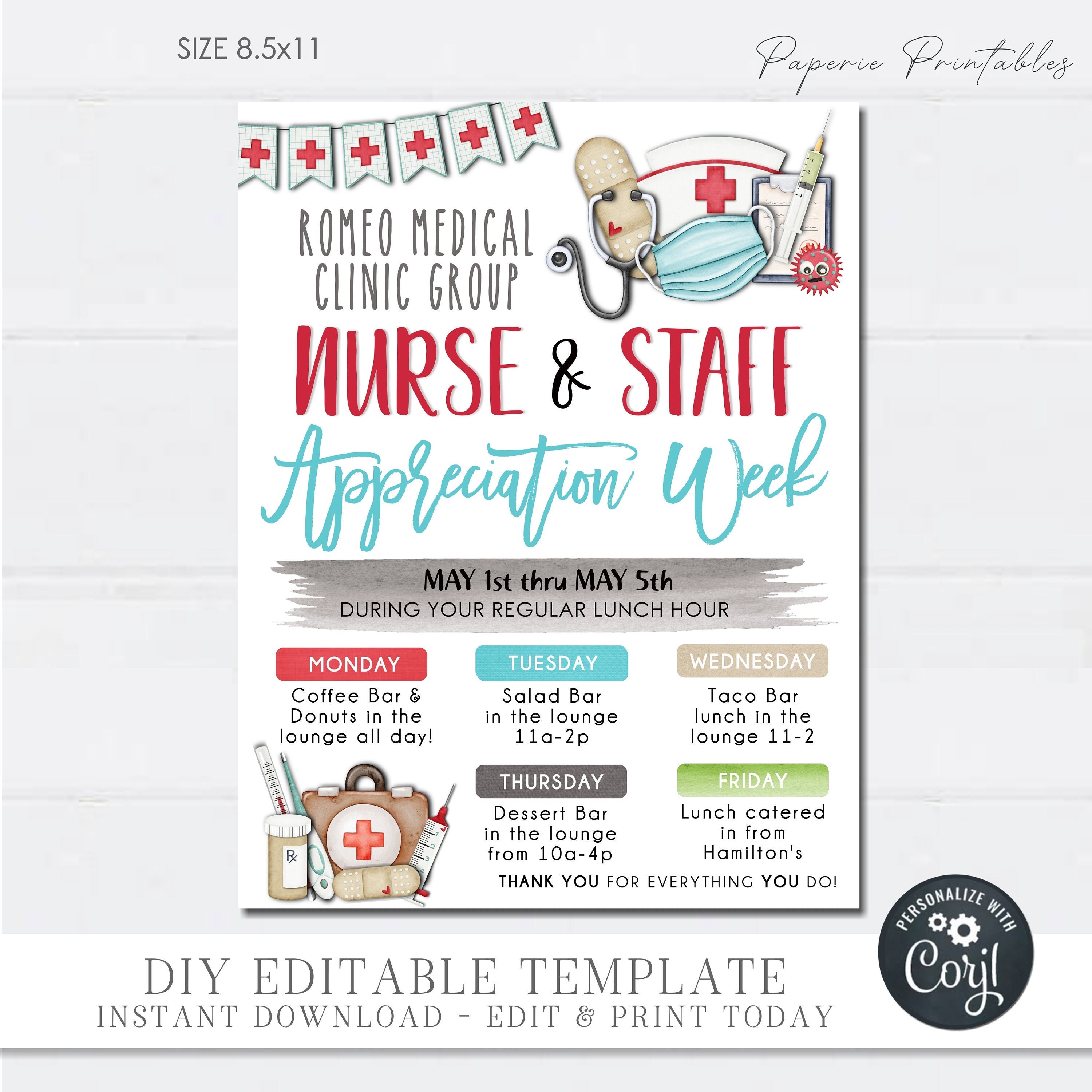 EDITABLE Nurse Appreciation Week Flyer Nurse and Staff - Etsy