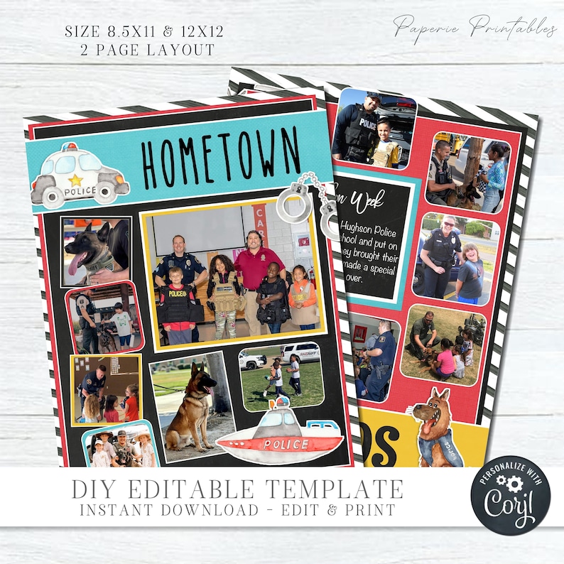 EDITABLE Police Scrapbooking Album Pages Scrapbooking Quick - Etsy