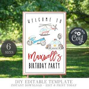 Editable Police Birthday Party Welcome Sign Police Birthday - Etsy