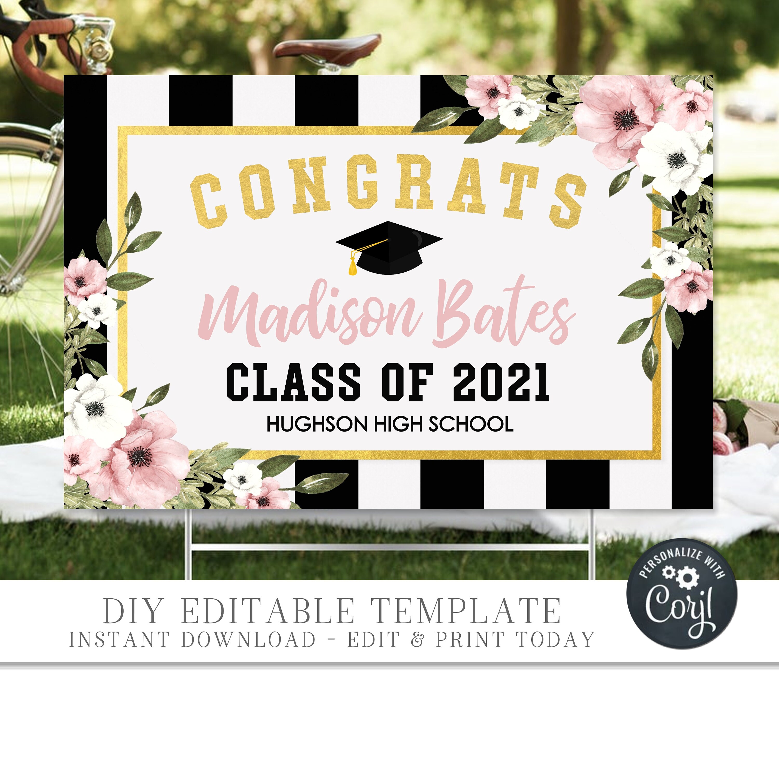 EDITABLE Graduation Yard Sign Congrats to our Graduate Yard | Etsy