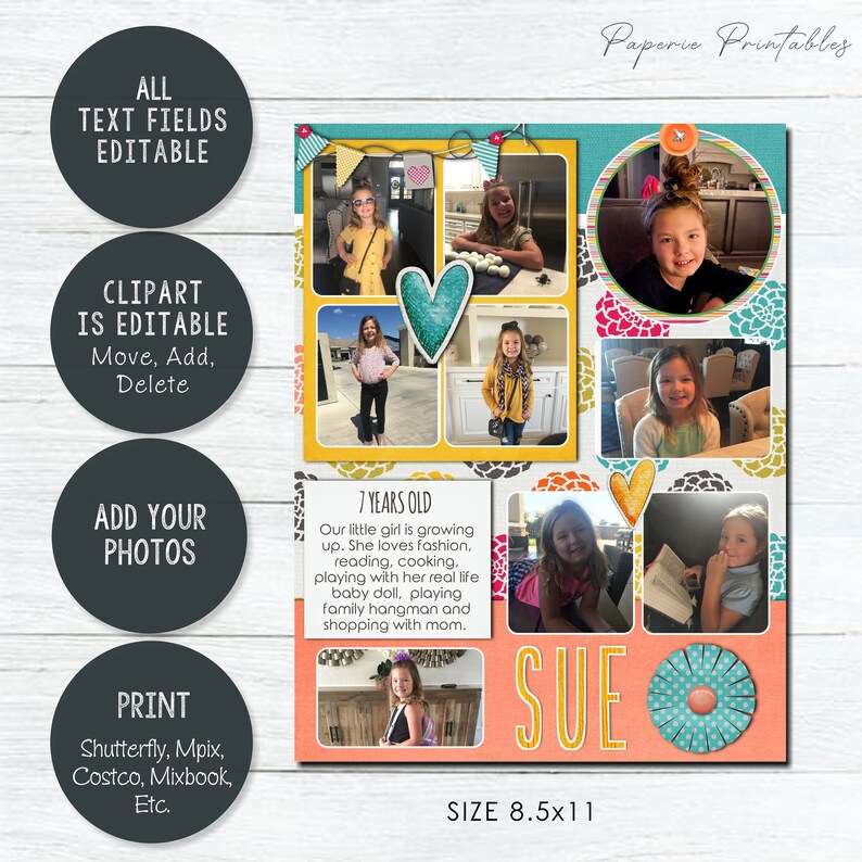 EDITABLE Girl Scrapbooking Quick Pages Girl Scrapbooking - Etsy