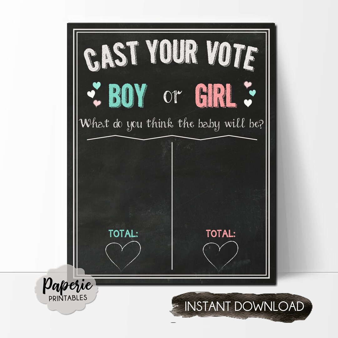 Cast Your Vote Gender Reveal Party Sign – Boy or Girl Gender Reveal ...