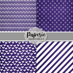 Purple & White Pattern Digital Paper - 12x12 Digital Scrapbooking Paper ...