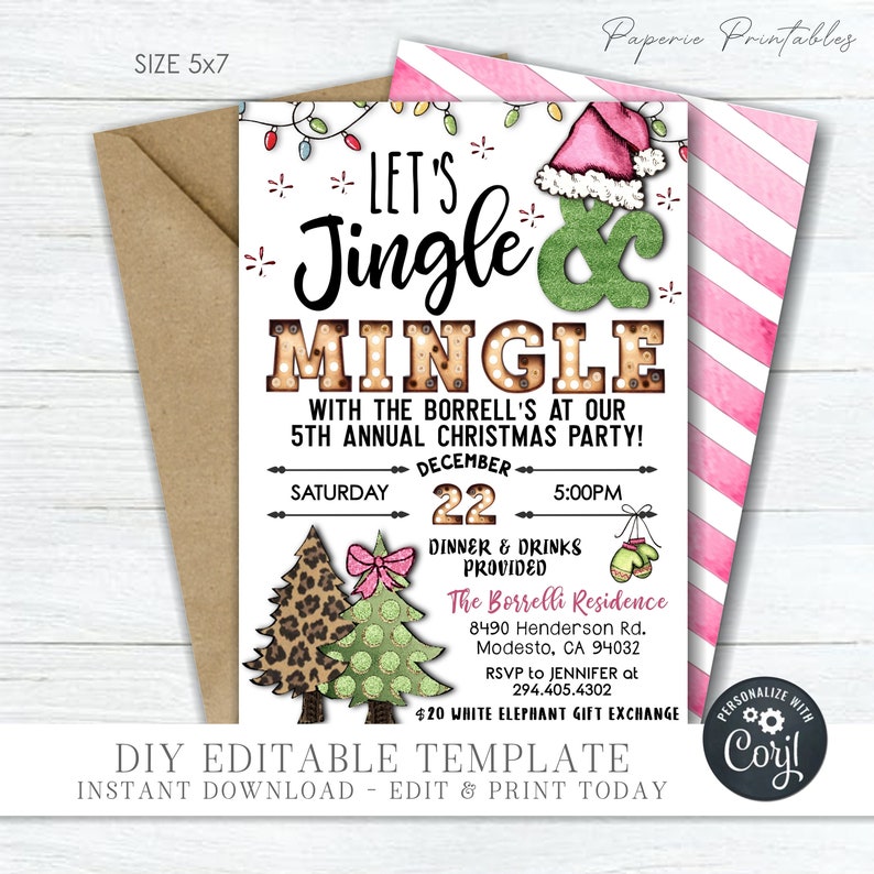 EDITABLE Jingle & Mingle Christmas Party Christmas Party - Etsy