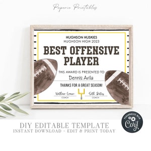 Editable Football Award Certificates: Team Party Printables (DIY W ...