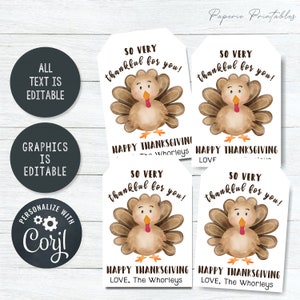 Editable Thanksgiving Gift Tags: DIY Thankful Favor Tags (digital ...