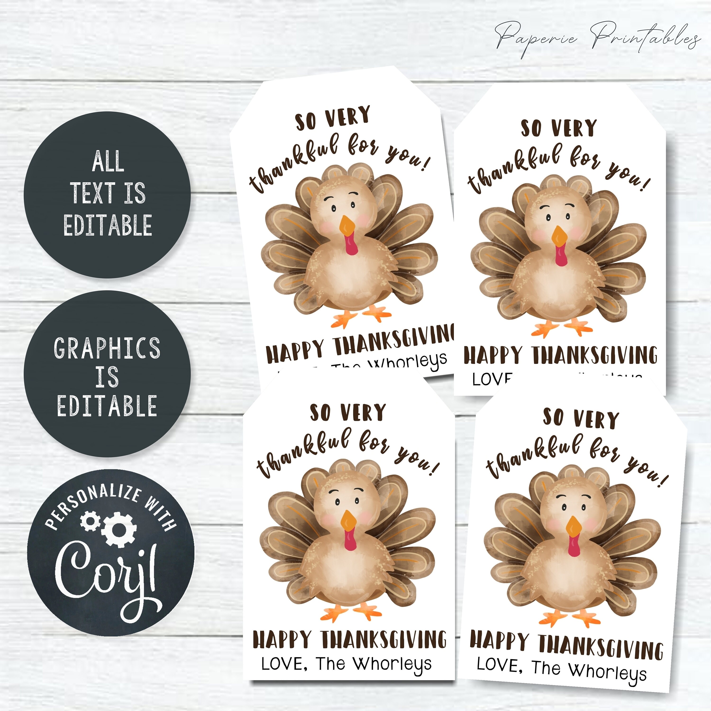 Editable Thanksgiving Gift Tags: DIY Thankful Favor Tags (digital ...