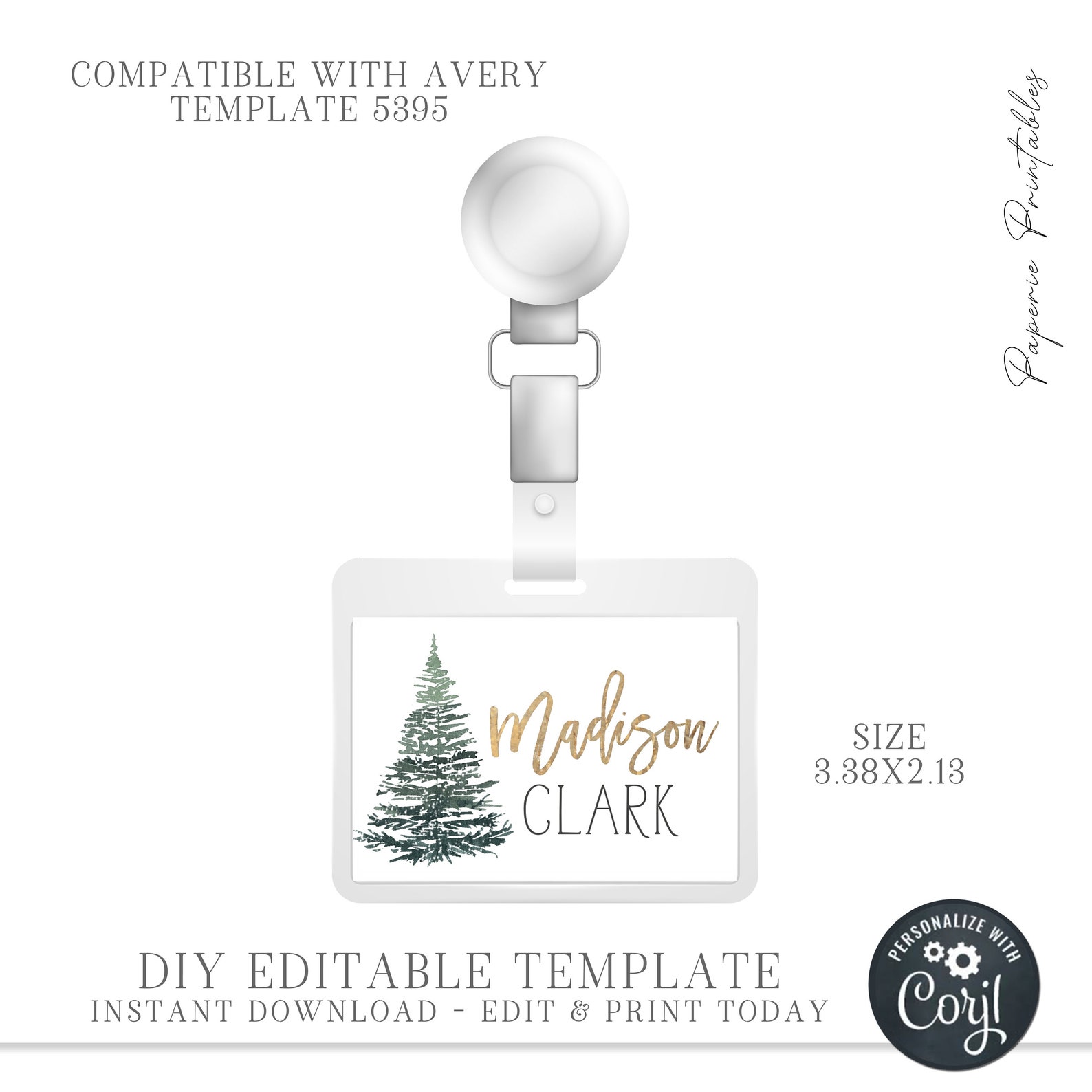 Editable Christmas Tree Name Tag Labels (DIY Corjl) - Etsy