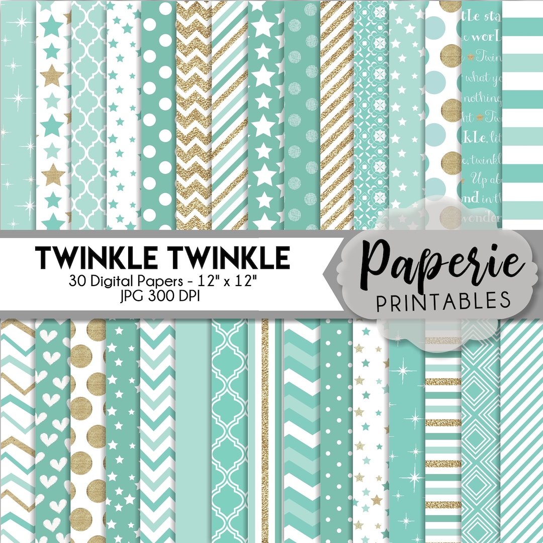 Twinkle Twinkle Little Star Pattern Digital Paper - 12x12 Digital ...