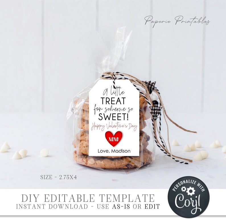 Editable Valentine's Day Gift Tag A Little Treat for - Etsy