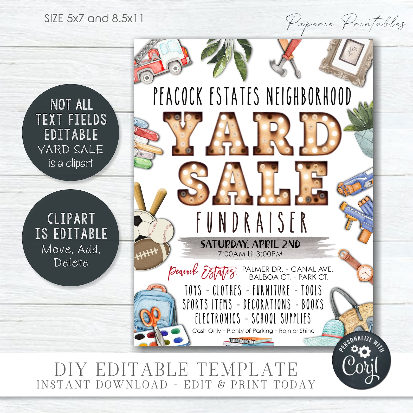 EDITABLE Yard Sale Flyer, Garage Sale Flyer, Rummage Sale Flyer, Yard ...