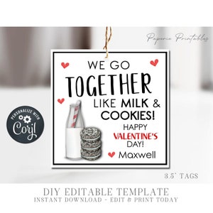 EDITABLE Cookie Valentine Cards, Cookie Valentine Tags, School ...