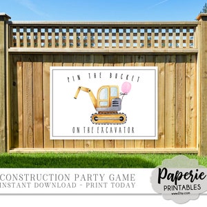 Girl Construction Birthday Party Game, Construction Pin the Bucket on ...