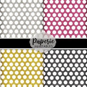 Polka Dot Glitter Digital Paper - 12x12 Digital Scrapbooking Paper - 20 ...